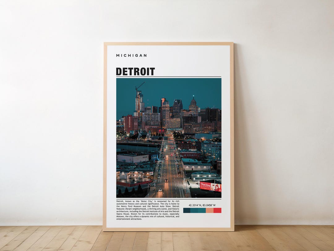 Detroit Print, Detroit Poster, Detroit Wall Art, Detroit Travel ...