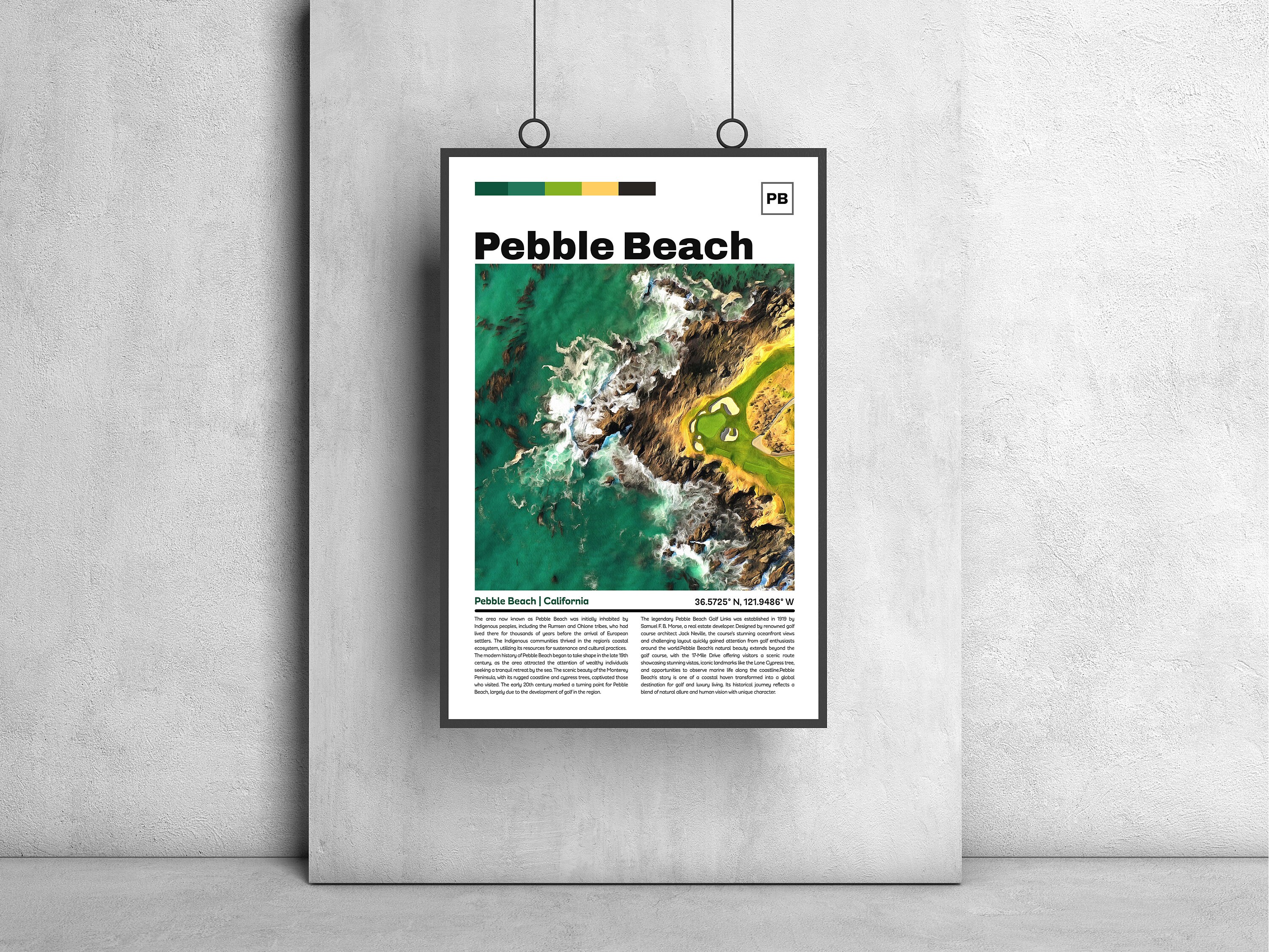 Pebble Beach Print, Pebble Beach Poster, Pebble Beach Art, Pebble Beach ...