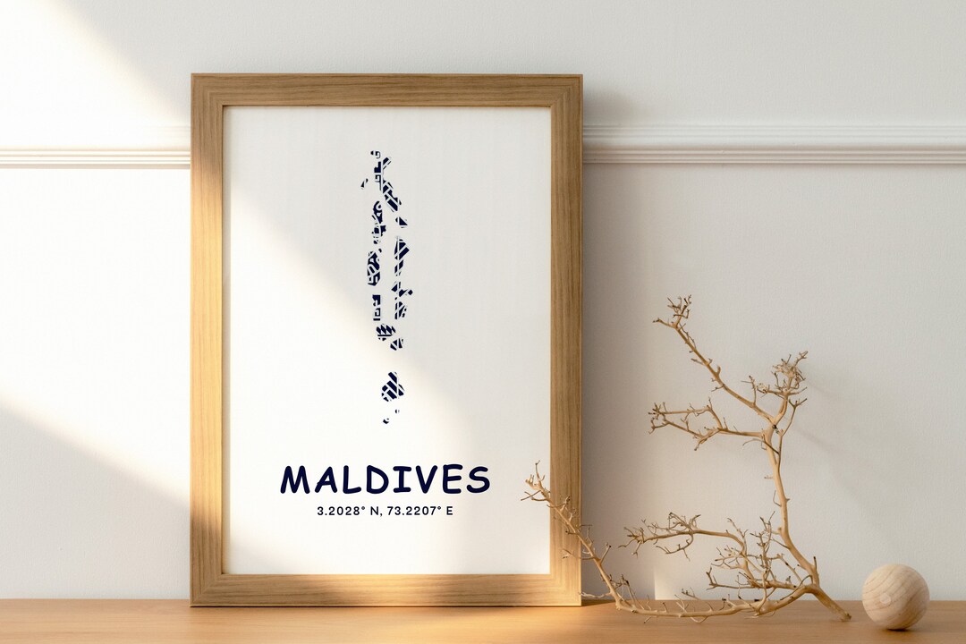 The Maldives Map Print, the Maldives Art, the Maldives Poster, the ...