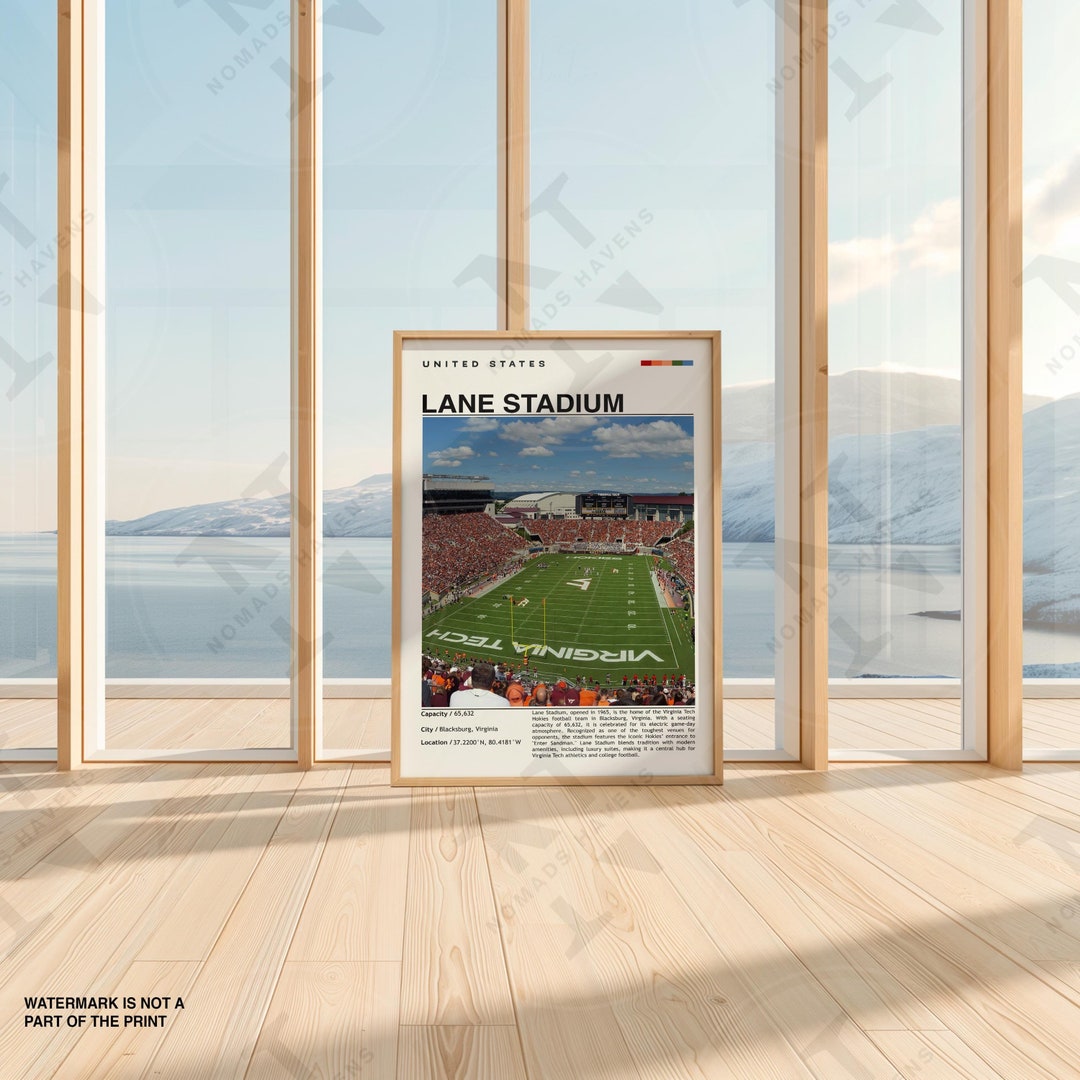 Lane Stadium, Stadium Art, Sports Poster, Football Field, College Venue ...