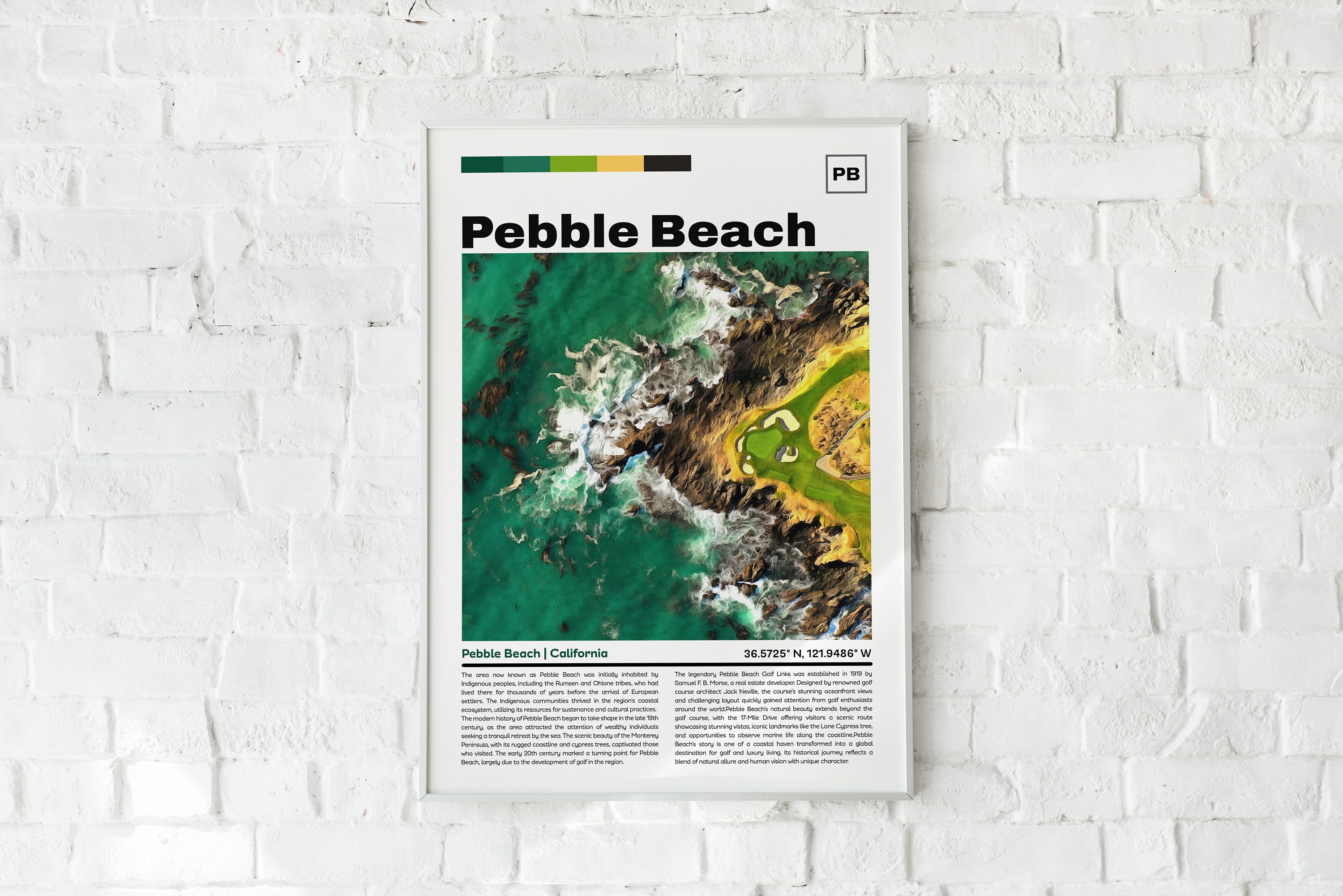 Pebble Beach Print, Pebble Beach Poster, Pebble Beach Art, Pebble Beach ...