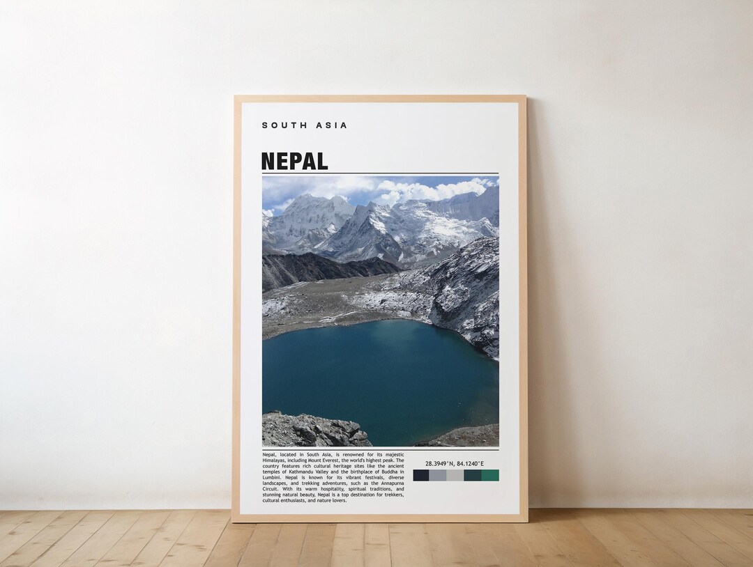 Nepal Print, Vintage Poster, Nepal Wall Art, Nepal Poster, Nepal ...