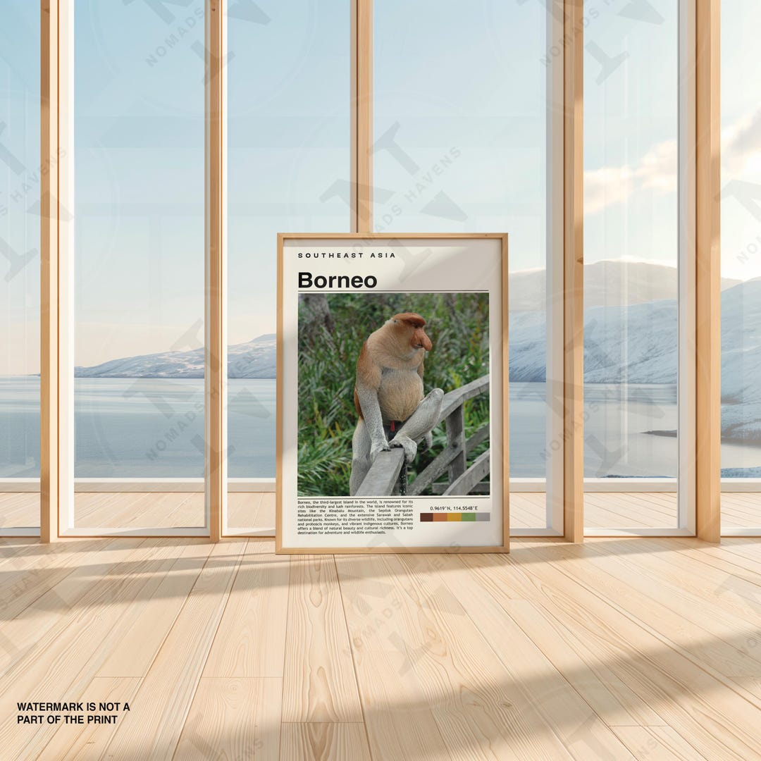 Borneo Poster Colorful Print, Borneo Wall Art, Borneo Photo, Borneo ...