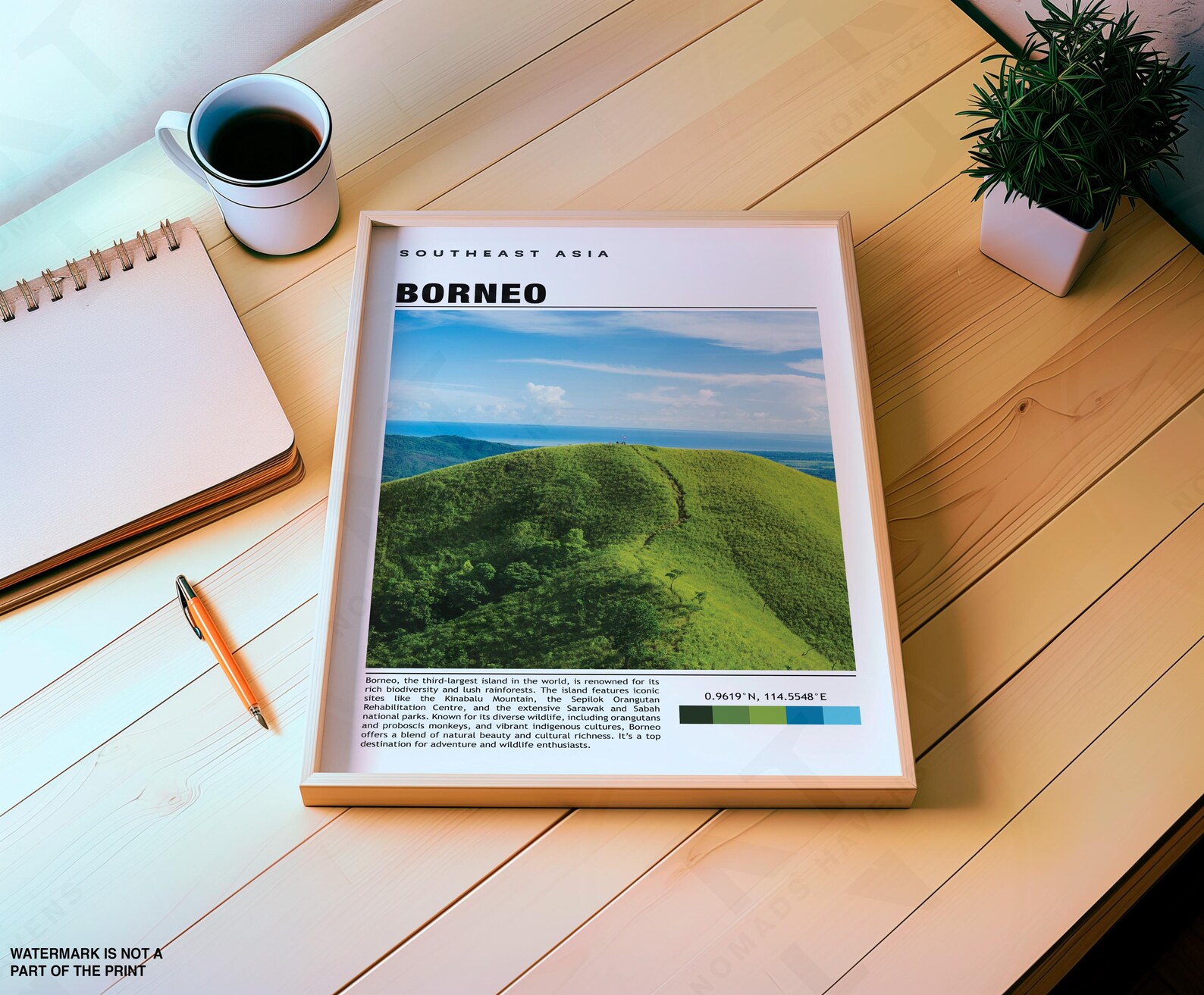 Borneo Poster Colorful Print, Borneo Wall Art, Borneo Photo, Borneo ...