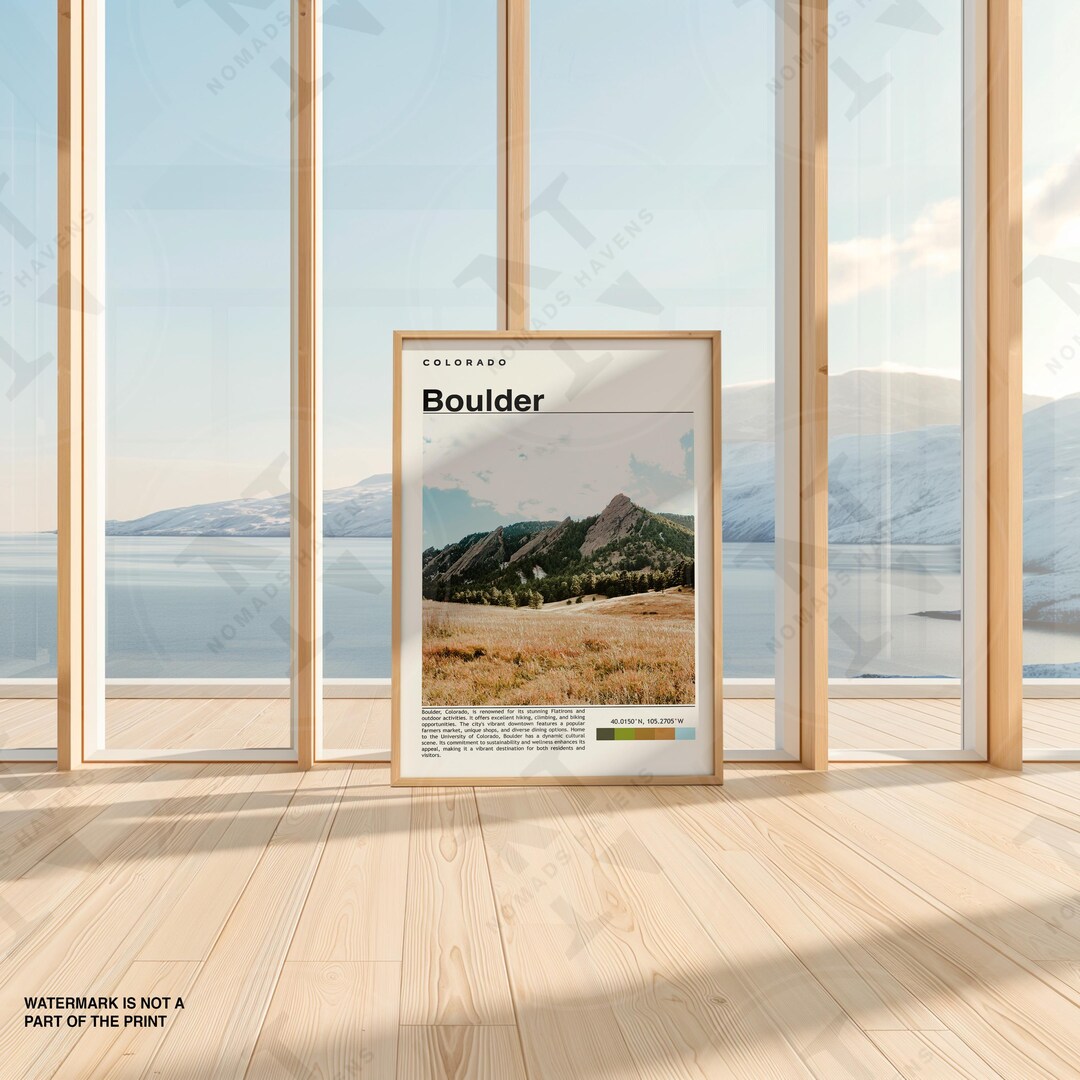 Boulder Print - Travel Poster, Colorado Art, Scenic Mountains, Outdoor ...
