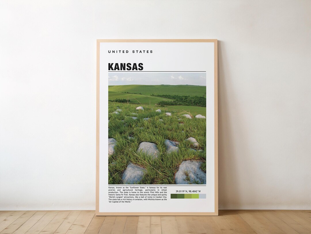 Kansas Travel Poster, Minimal Prairie Landscape (digital Print) - Etsy