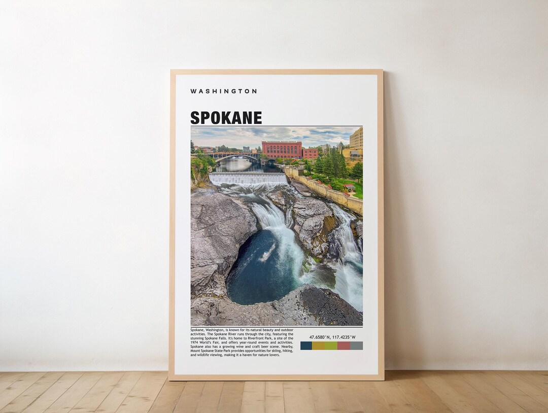 Spokane Travel Poster, Riverfront Park, Urban Skyline (digital Print ...