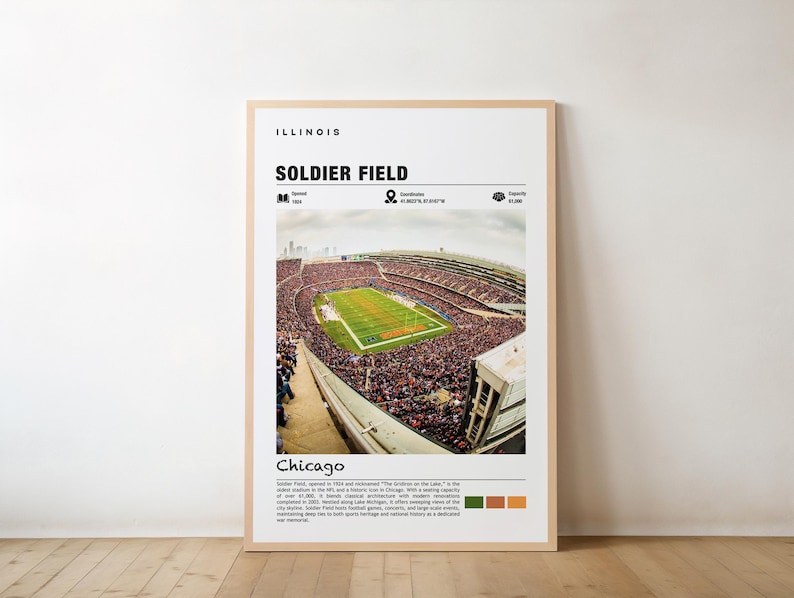 Soldier Field Print, Soldier Field Poster, Soldier Field Wall Art ...