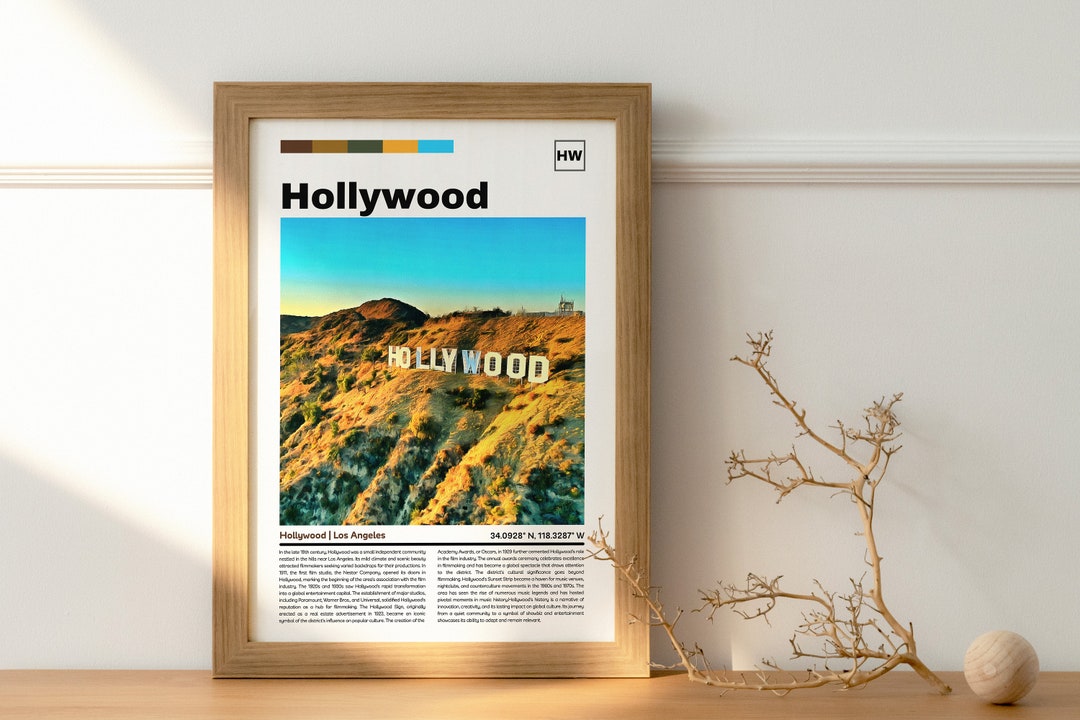 Hollywood Print, Hollywood Poster, Hollywood Wall Art, Hollywood Travel ...