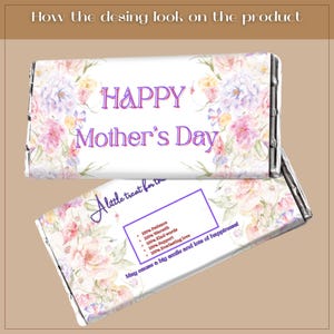 Editable Mother’s Day Chocolate Bar Wrapper | Floral Candy Wrapper ...