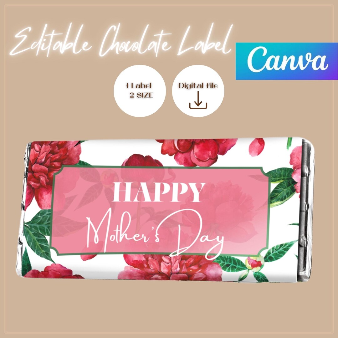 Mother’s Day Chocolate Bar Wrapper | Editable Floral Candy Wrapper ...