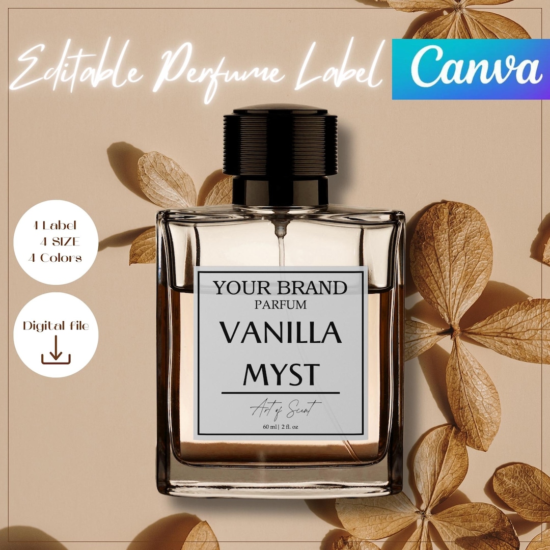 Editable Perfume Bottle Label: Custom Fragrance Sticker (digital ...