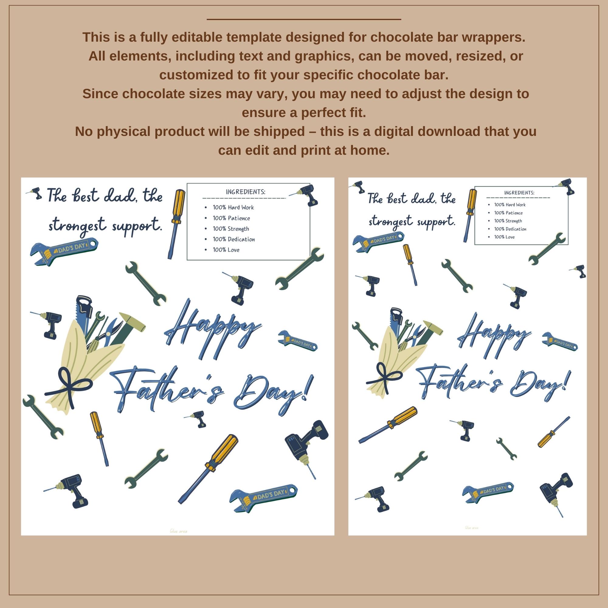 Personalized Father's Day Chocolate Bar Wrapper: Editable Candy Label ...