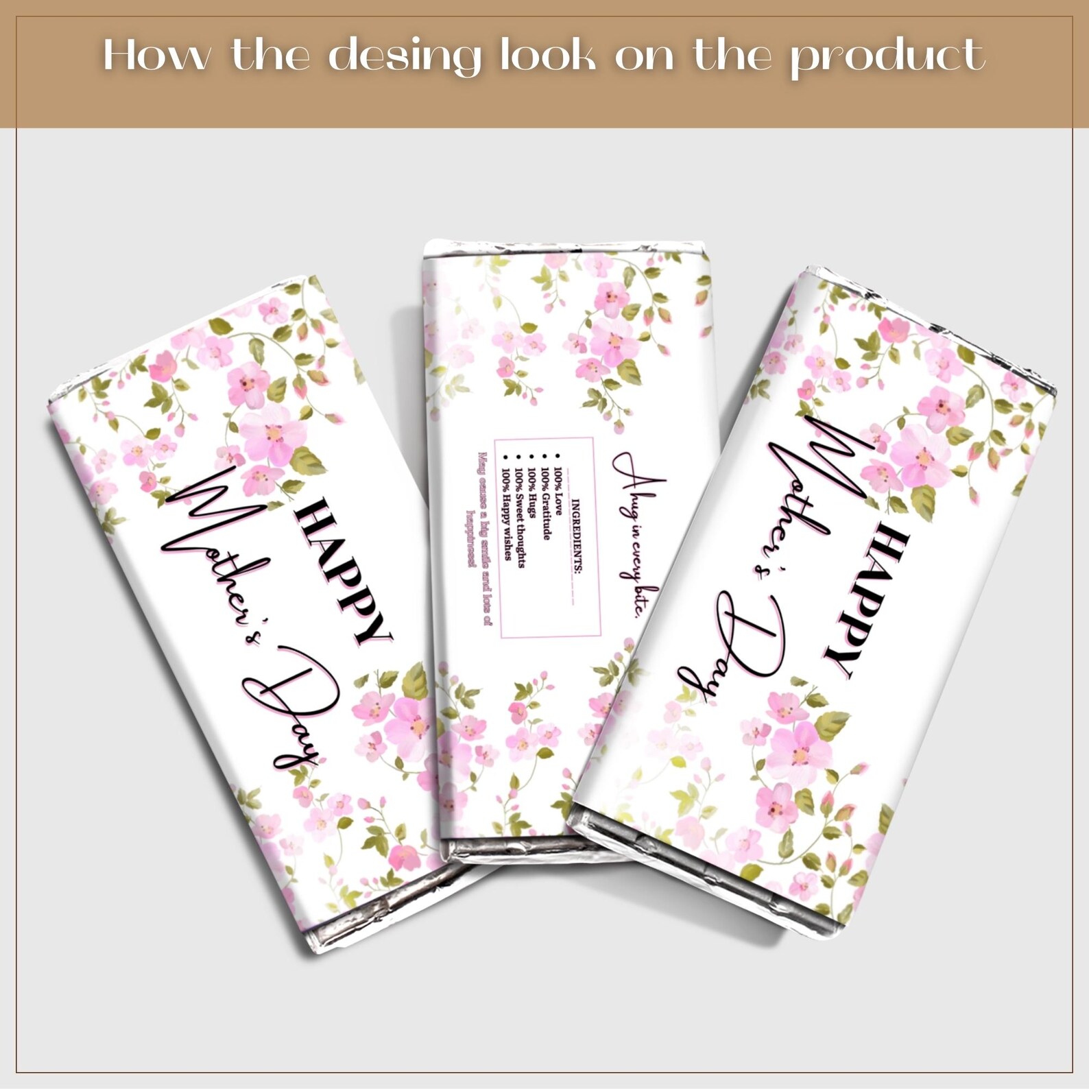 Floral Mother's Day Chocolate Bar Wrapper: Editable Printable (digital ...