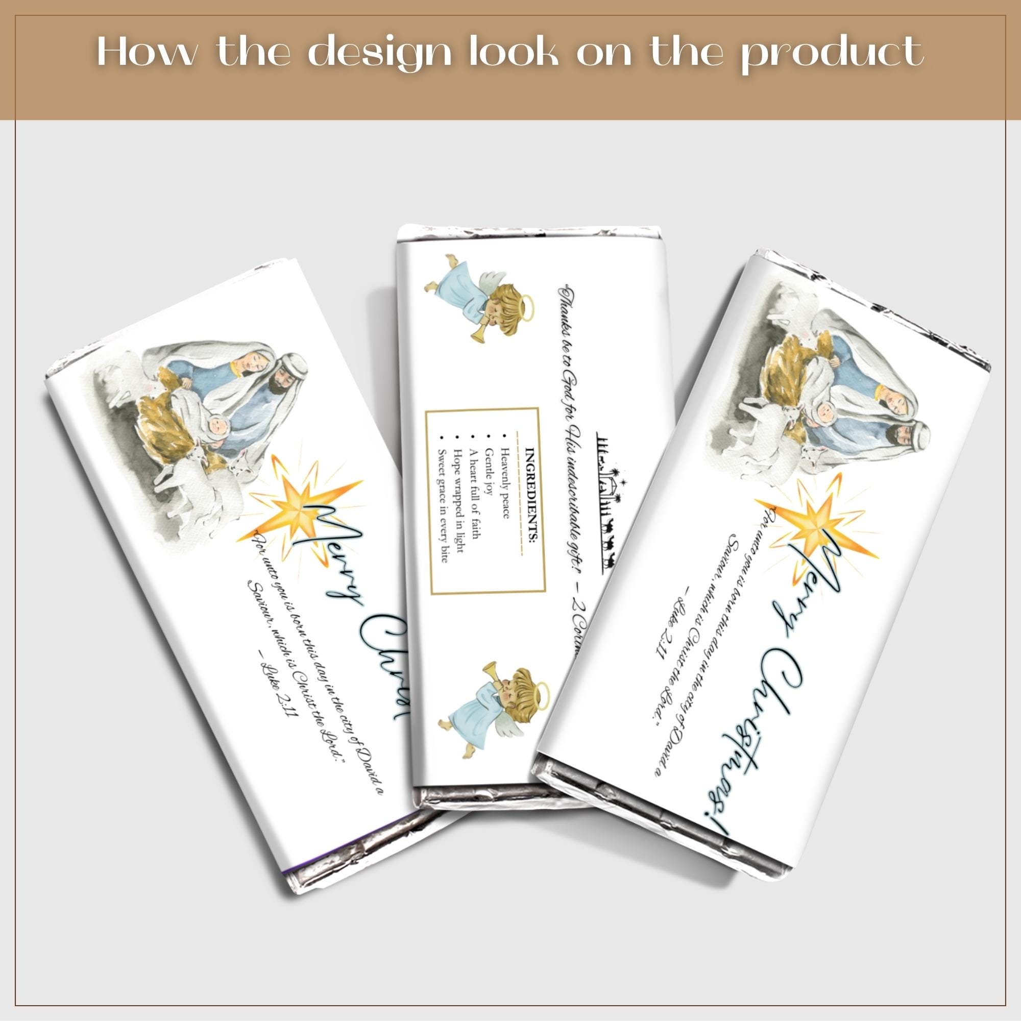 Nativity Christmas Chocolate Wrapper, Biblical Canva Template (digital ...