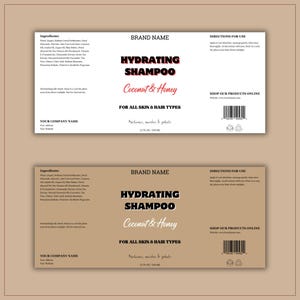Modern Shampoo Bottle Label Template: Minimalist Design, 3 Sizes (canva ...