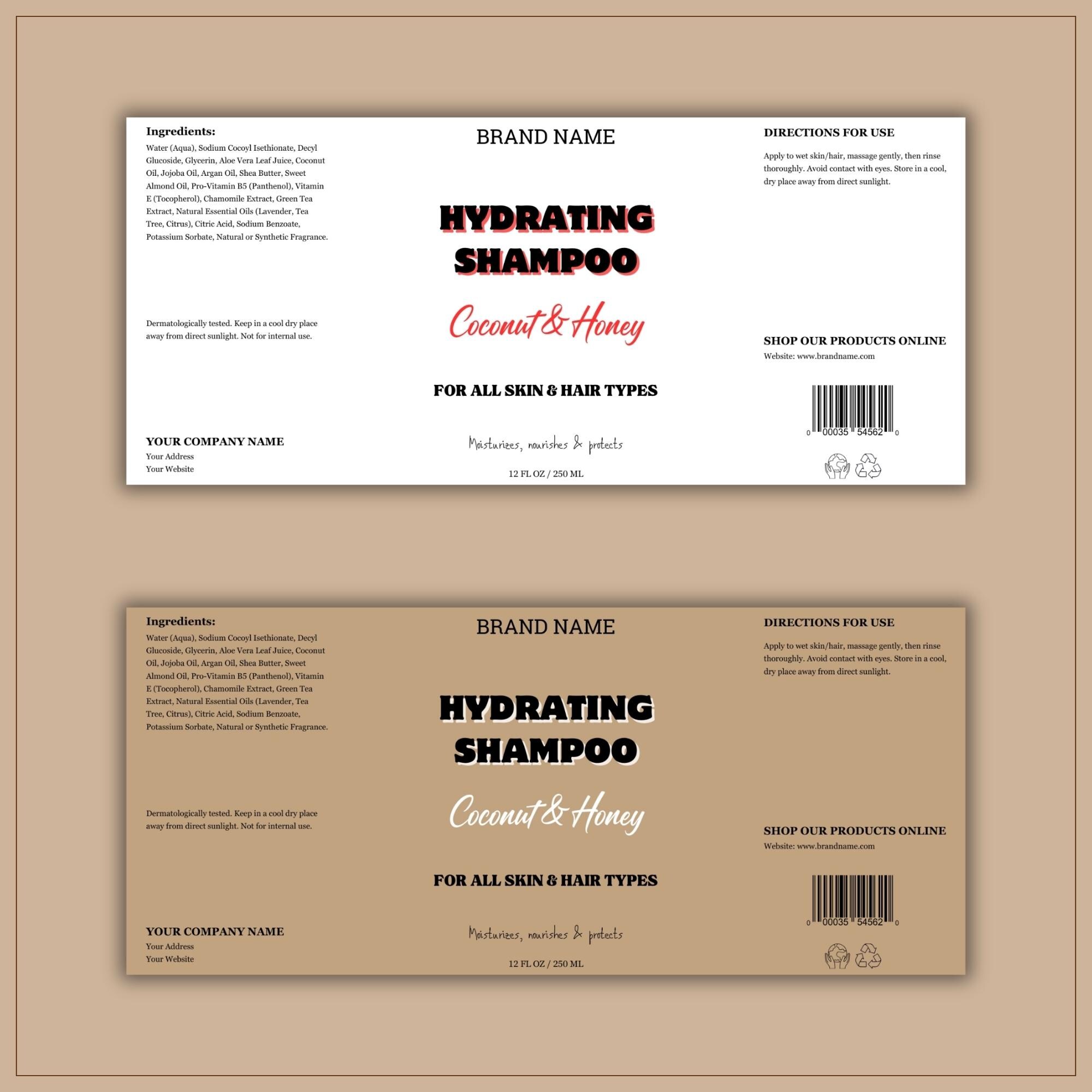 Editable Shampoo Bottle Label Template | Modern Minimalist Design | 3 ...