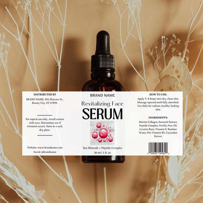 Editable Face Serum Label Template | Modern Skincare Label Design ...