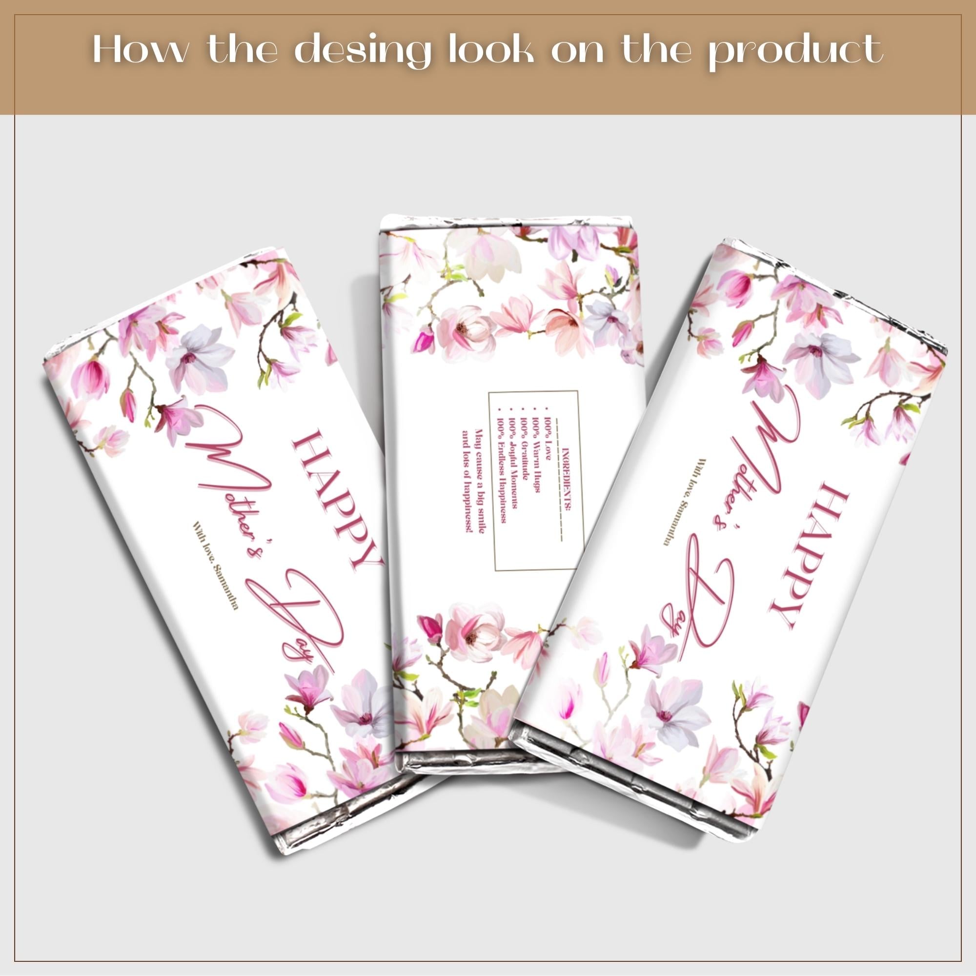 Editable Mother’s Day Chocolate Bar Wrapper | Floral Candy Wrapper ...