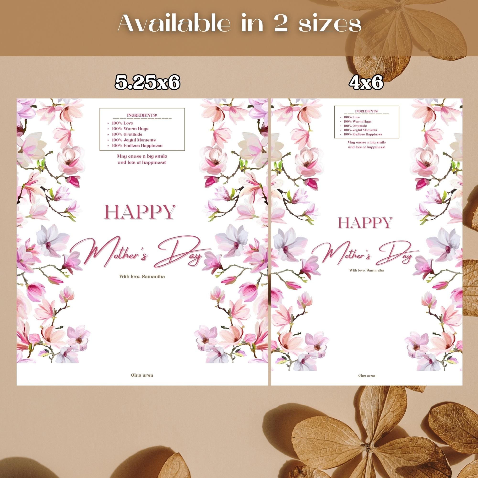 Editable Mother’s Day Chocolate Bar Wrapper | Floral Candy Wrapper ...