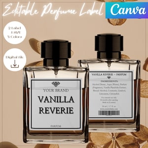 Editable Perfume Bottle Label Set – Front & Back | Etiquette Parfum ...
