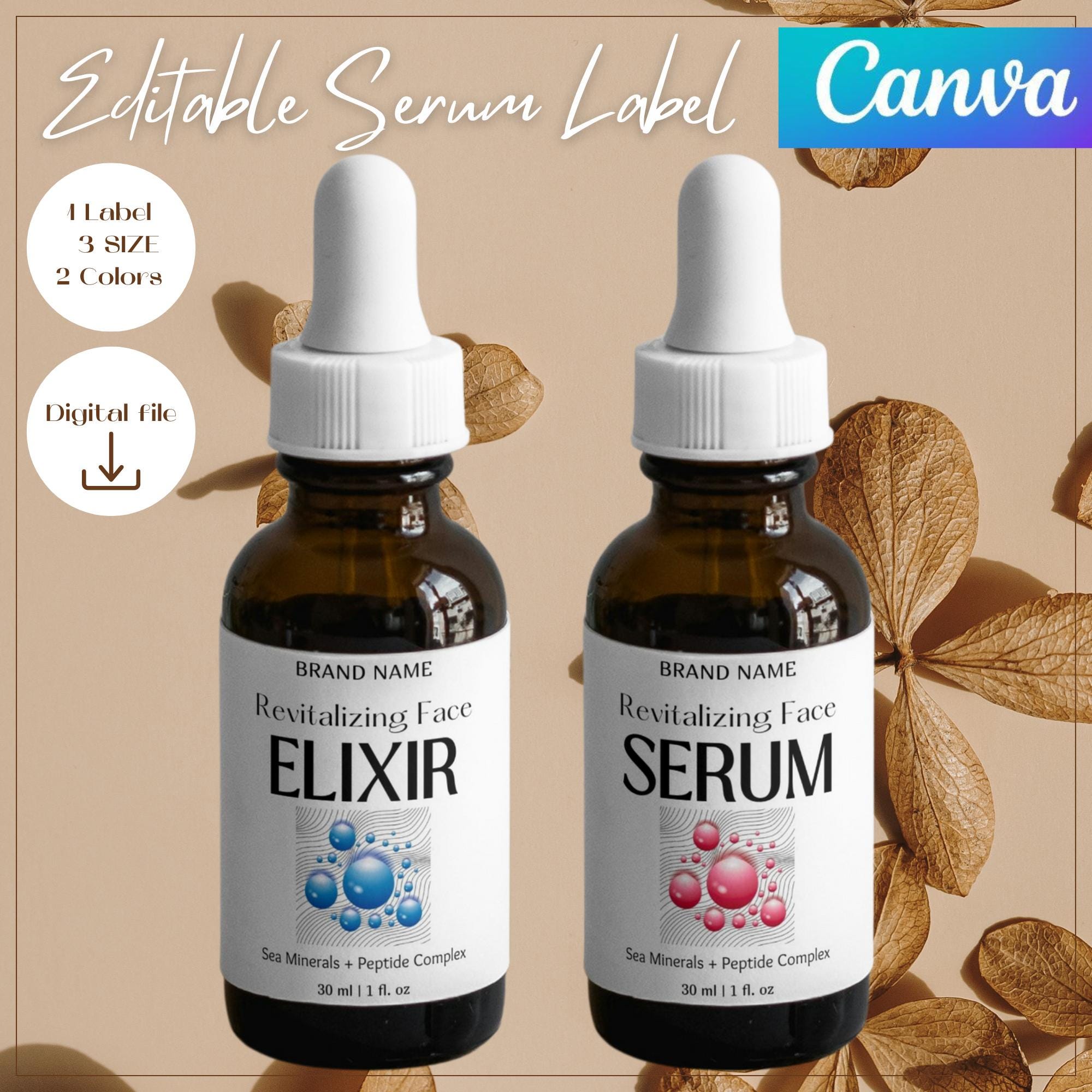 Editable Face Serum Label Template | Modern Skincare Label Design ...
