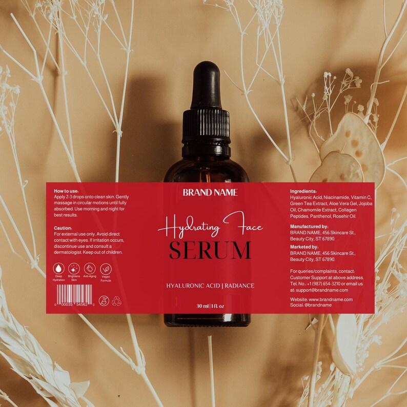 Editable Face Serum Label Template: DIY Skincare (digital Download) - Etsy