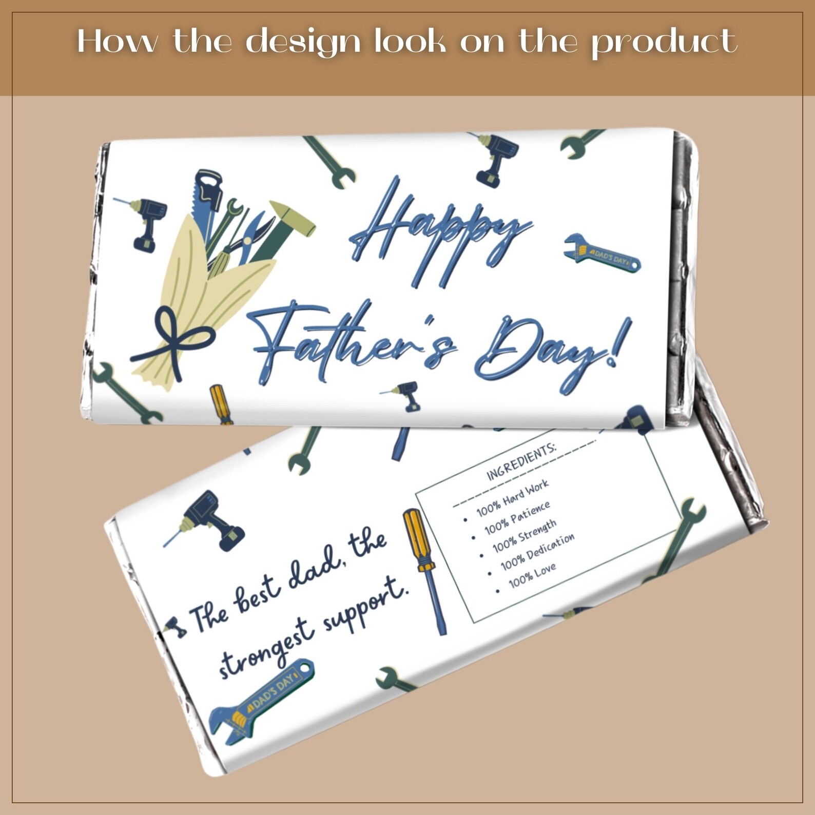 Personalized Father's Day Chocolate Bar Wrapper: Editable Candy Label ...