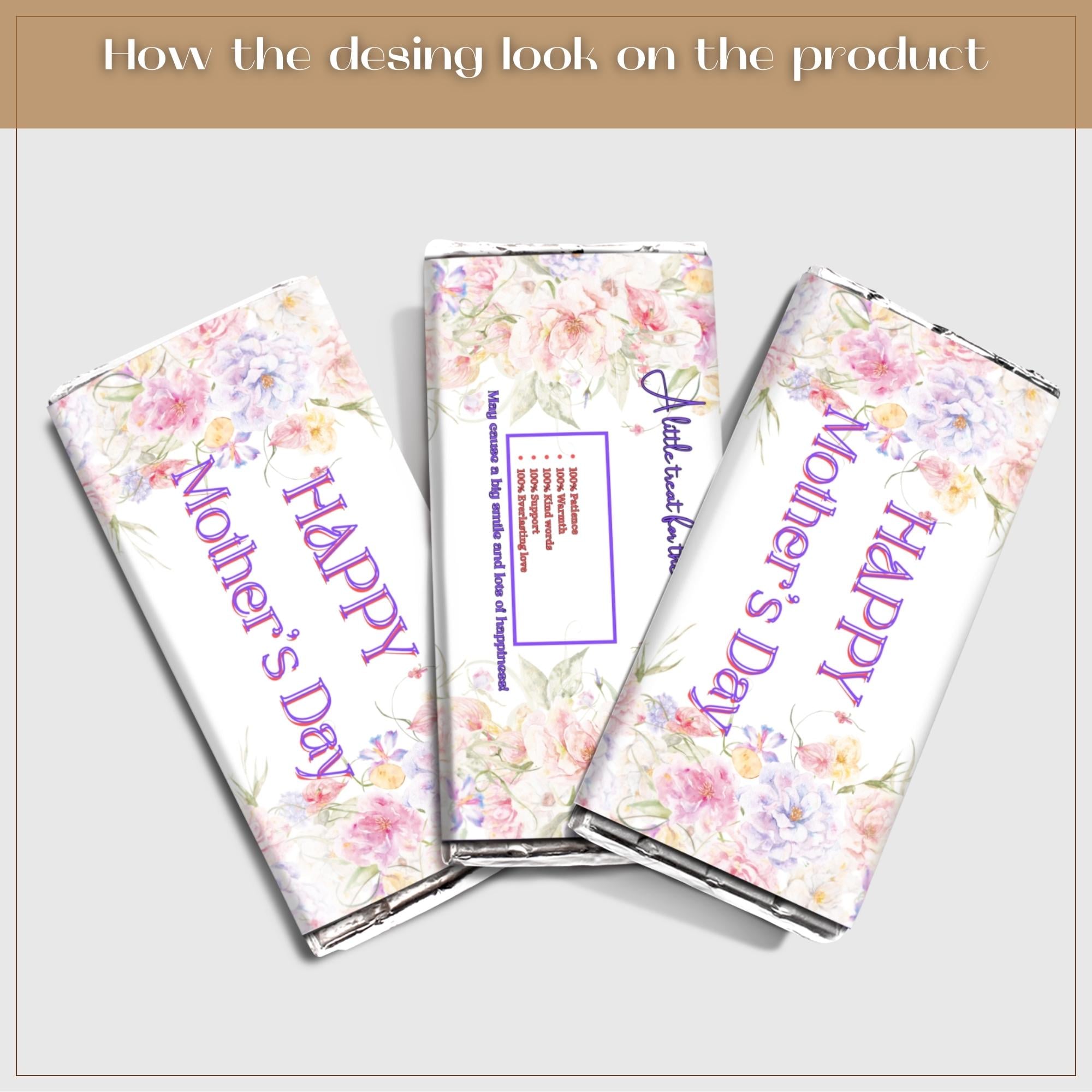 Editable Mother’s Day Chocolate Bar Wrapper | Floral Candy Wrapper ...