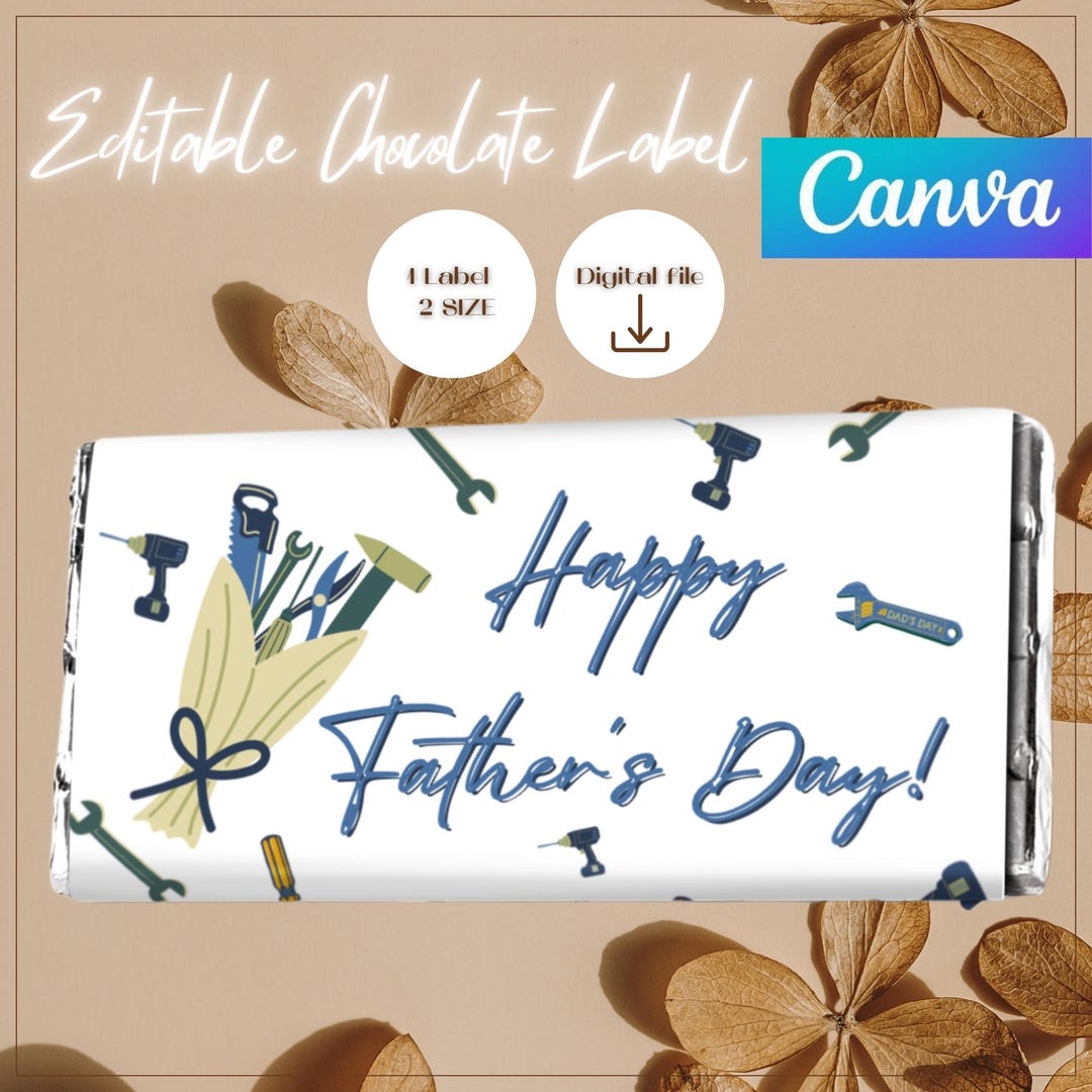 Personalized Father's Day Chocolate Bar Wrapper: Editable Candy Label ...