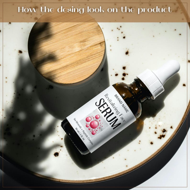 Editable Face Serum Label Template | Modern Skincare Label Design | Canva Label for Face Elixir ...
