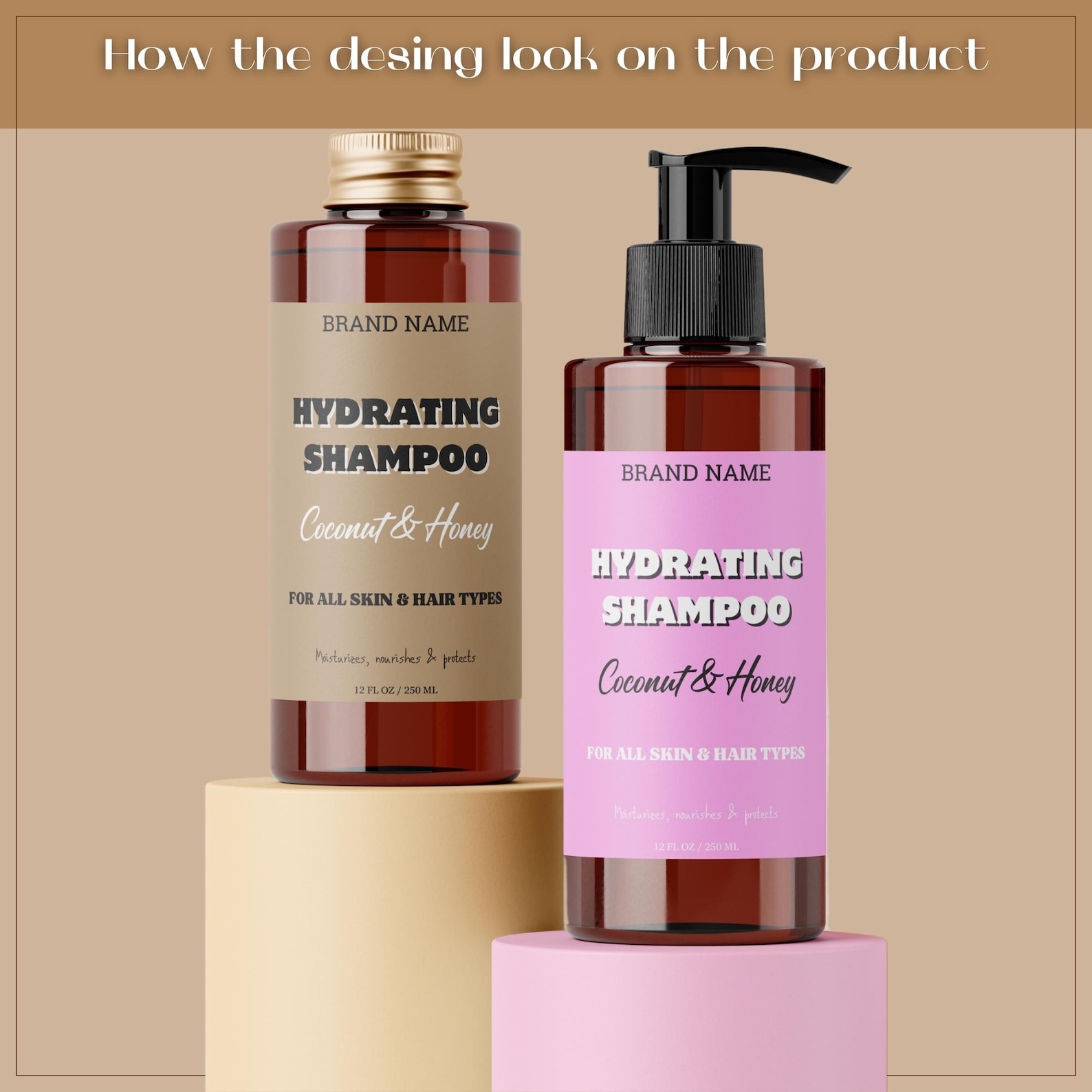 Modern Shampoo Bottle Label Template: Minimalist Design, 3 Sizes (canva ...