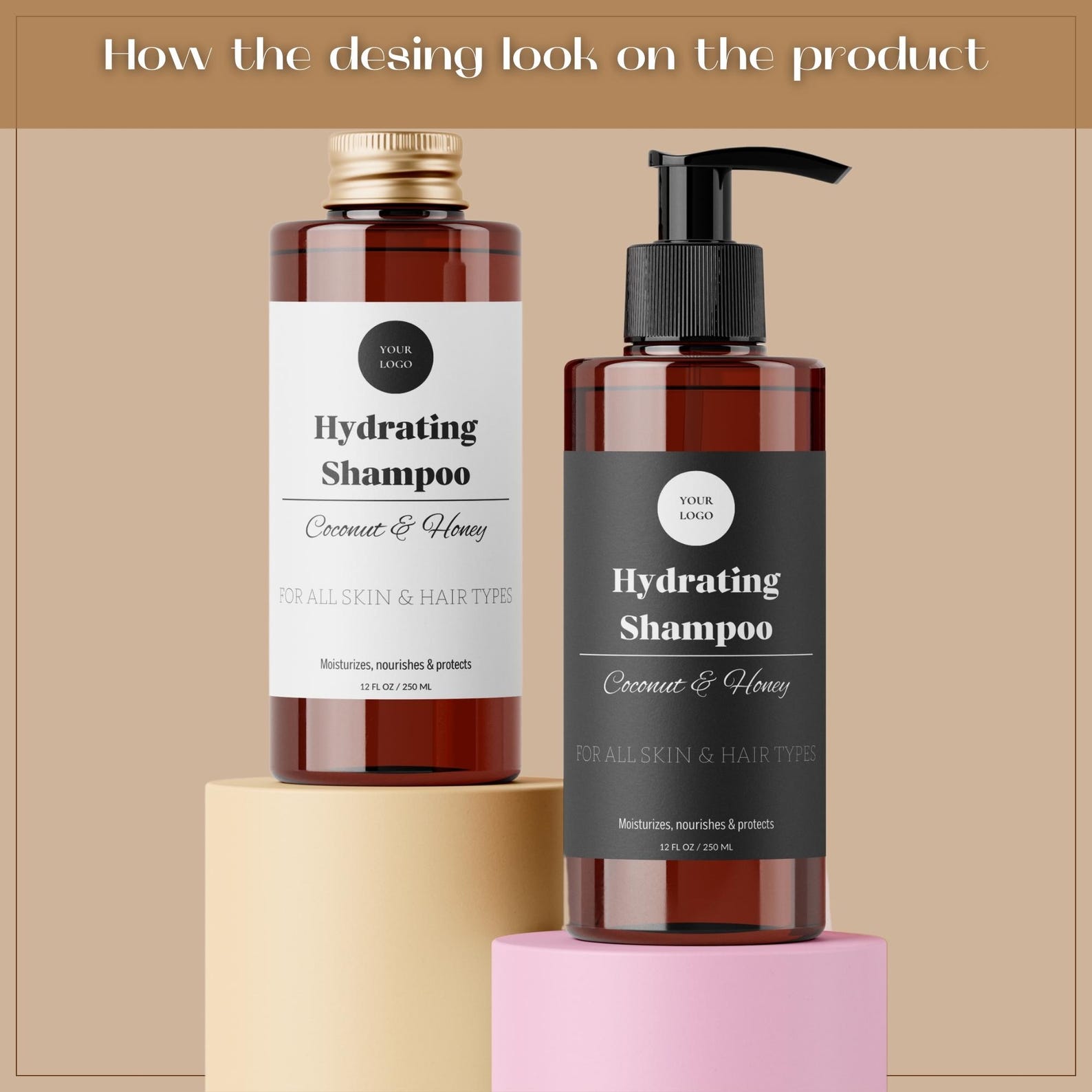 Shampoo Bottle Label Template | Modern Minimalist Design | 3 Sizes ...