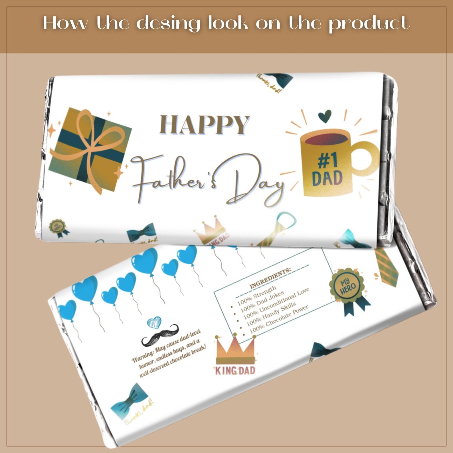 Personalized Father's Day Chocolate Bar Wrapper: Editable Candy Label ...