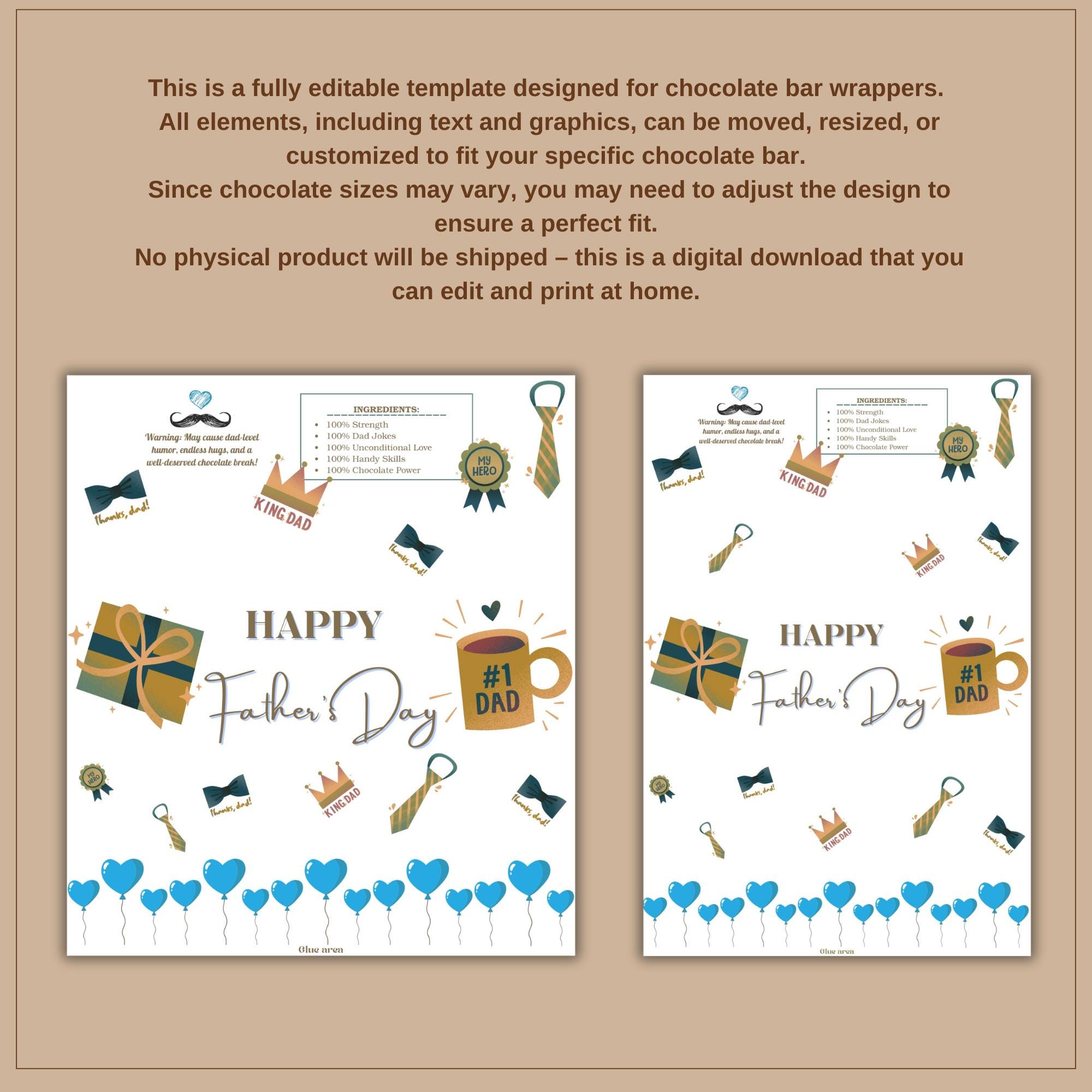 Personalized Father's Day Chocolate Bar Wrapper: Editable Candy Label ...