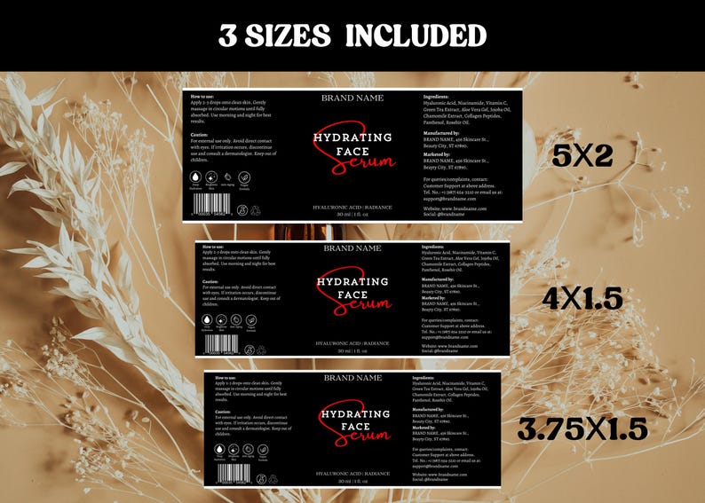 Editable Face Serum Label Template | DIY Skincare Product Sticker ...