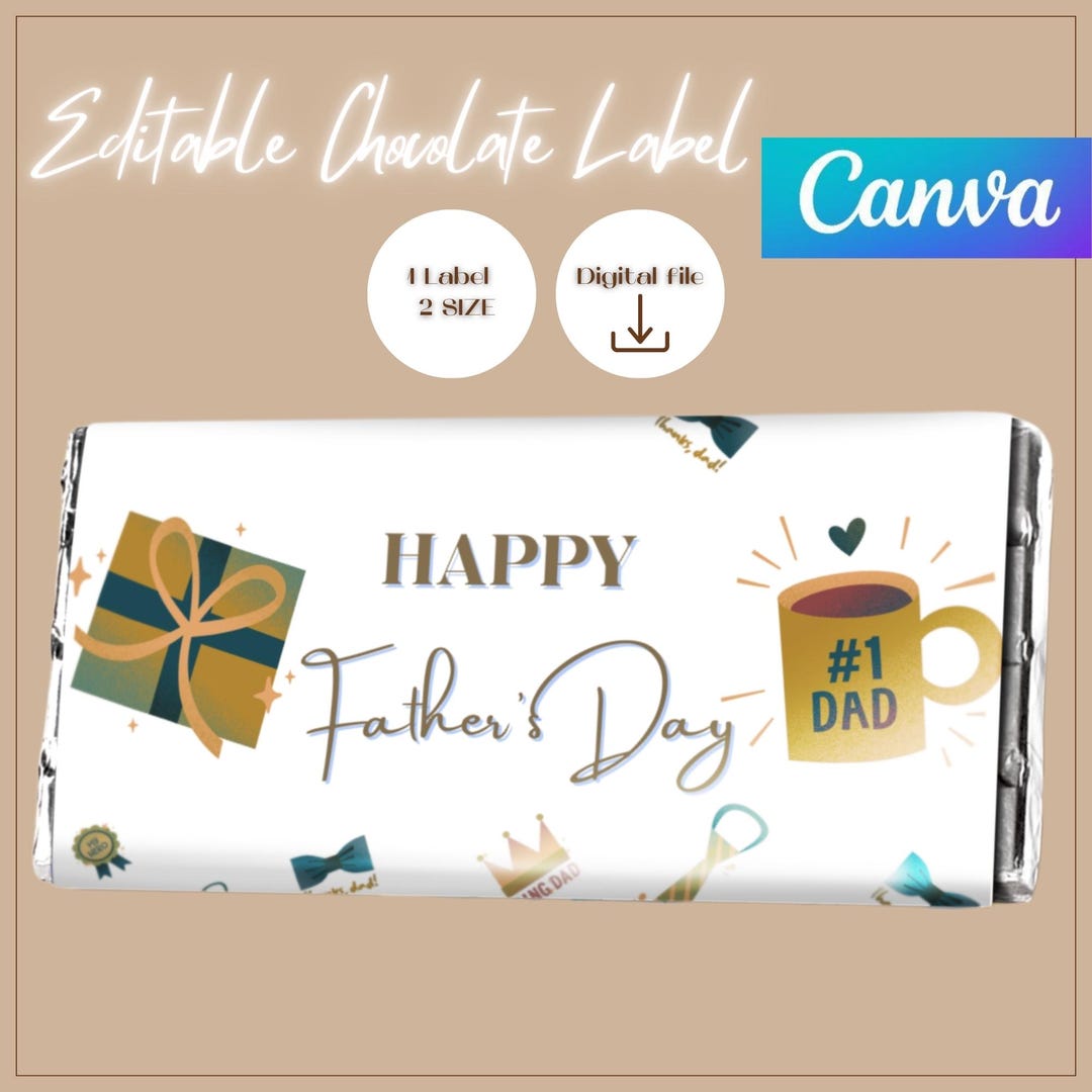 Personalized Father's Day Chocolate Bar Wrapper: Editable Candy Label ...