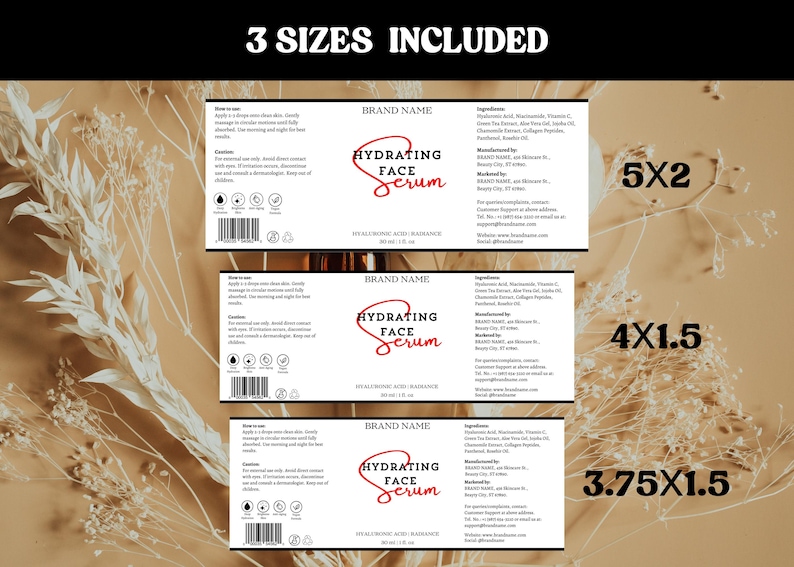 Editable Face Serum Label Template | DIY Skincare Product Sticker ...