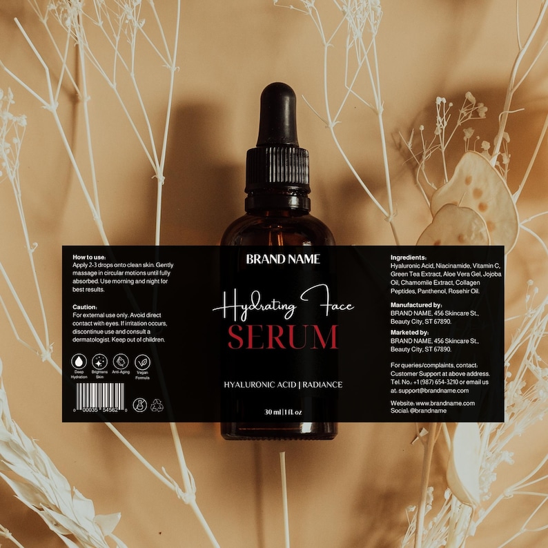 Editable Face Serum Label Template: DIY Skincare (digital Download) - Etsy