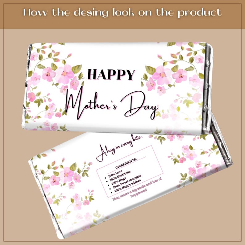 Floral Mother's Day Chocolate Bar Wrapper: Editable Printable (digital ...