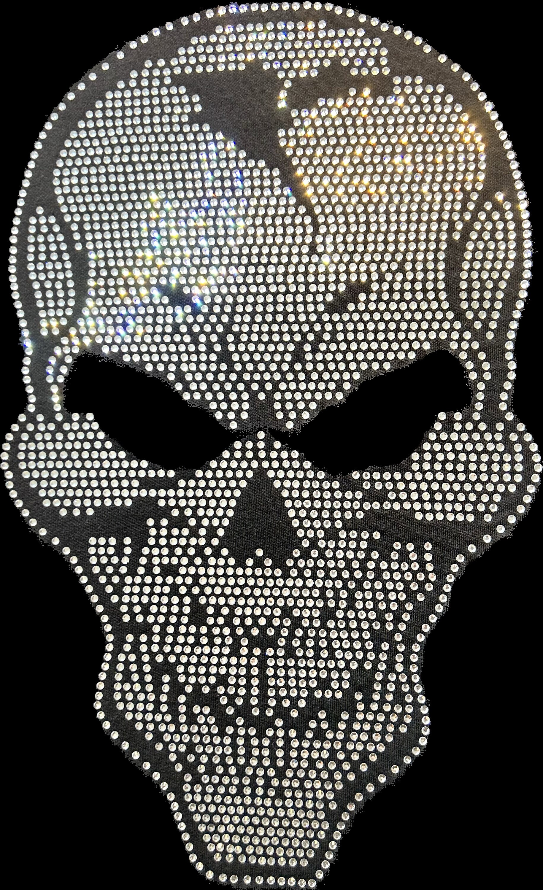 Rhinestone Skull T-shirt in Black and White. K&L Print Boutique - Etsy