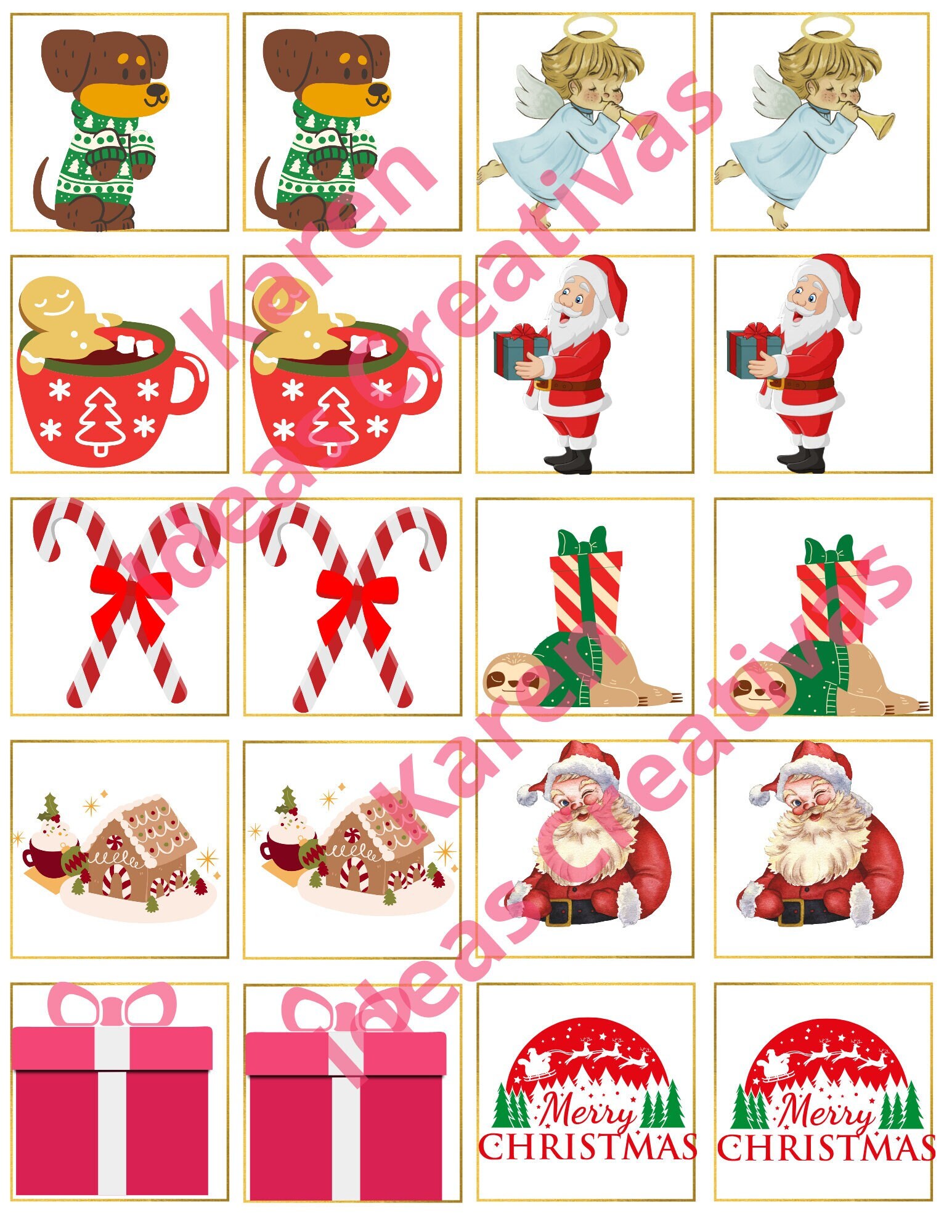 Christmas Memorama Printable PDF Memory Game - Etsy