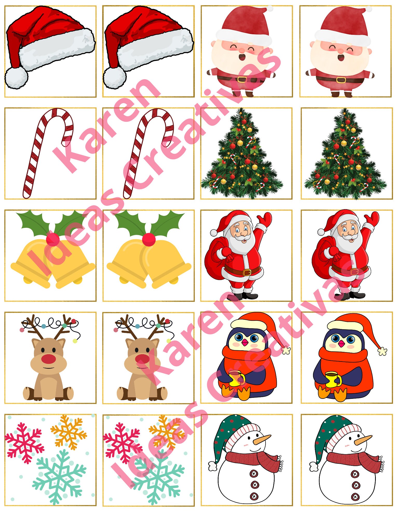 Memorama Navideño PDF imprimible Juego Memoria - Etsy México
