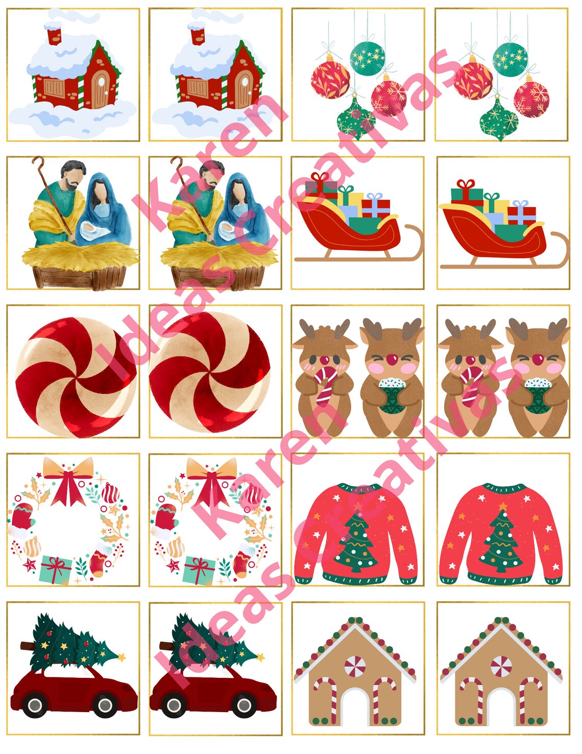 Memorama Navideño PDF imprimible Juego Memoria - Etsy México