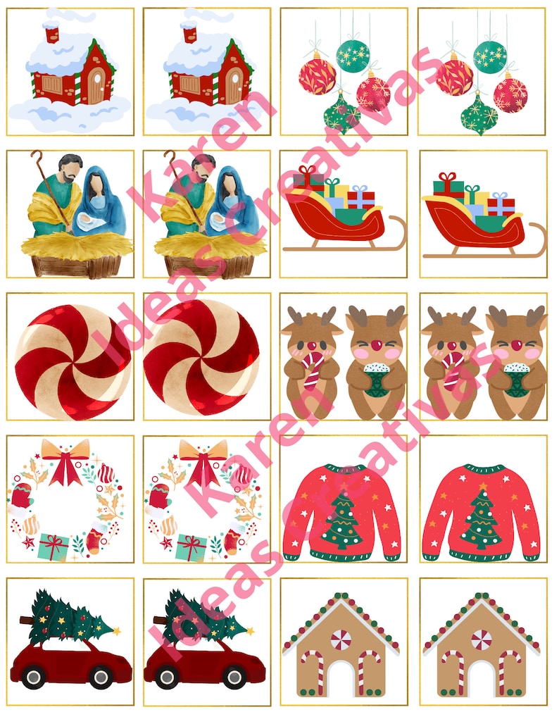 Memorama Navideño PDF imprimible Juego Memoria - Etsy México