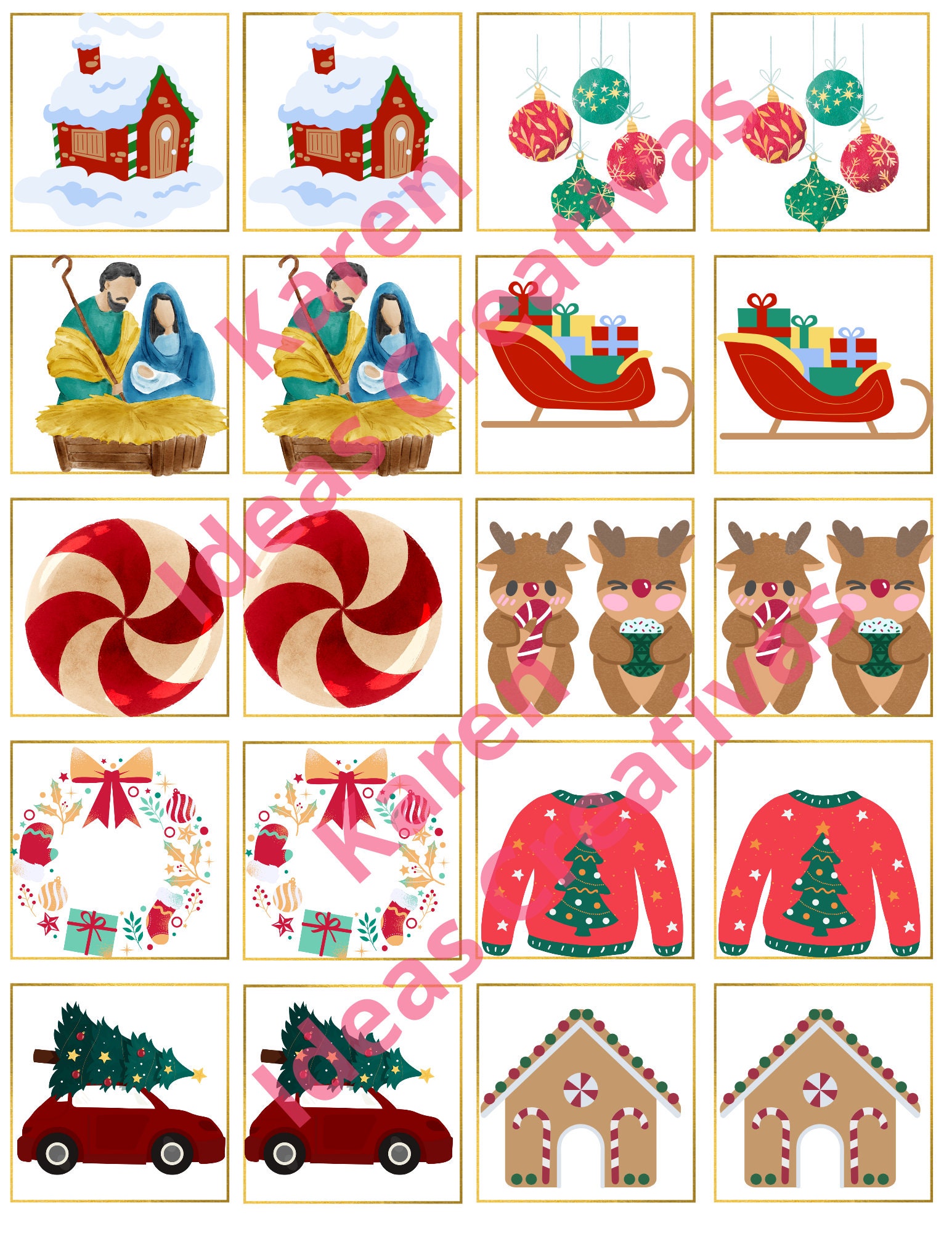 Christmas Memorama Printable PDF Memory Game - Etsy