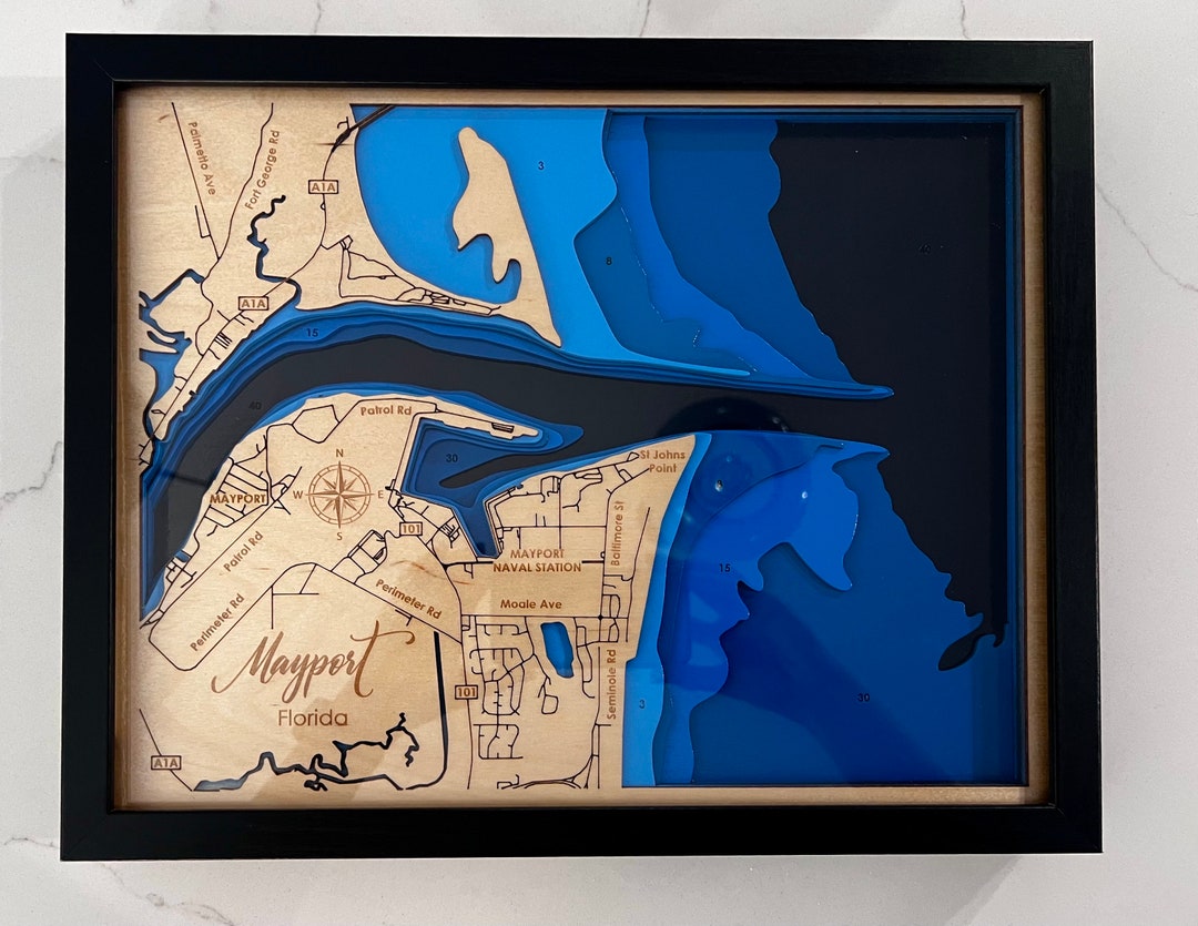 11”x14” Layered Map of Mayport Naval Station - Etsy