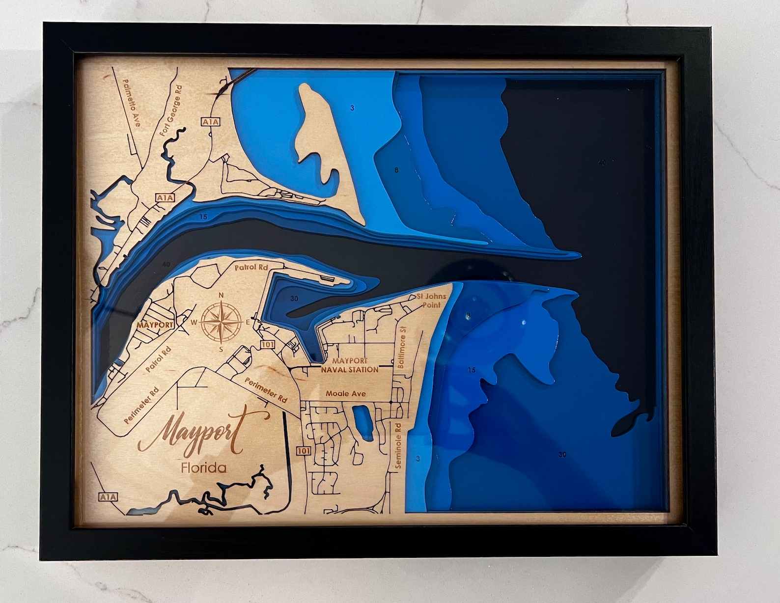11”x14” Layered Map of Mayport Naval Station - Etsy