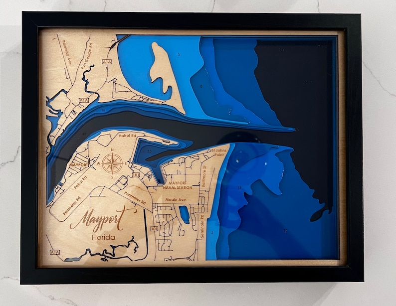 11”x14” Layered Map of Mayport Naval Station - Etsy