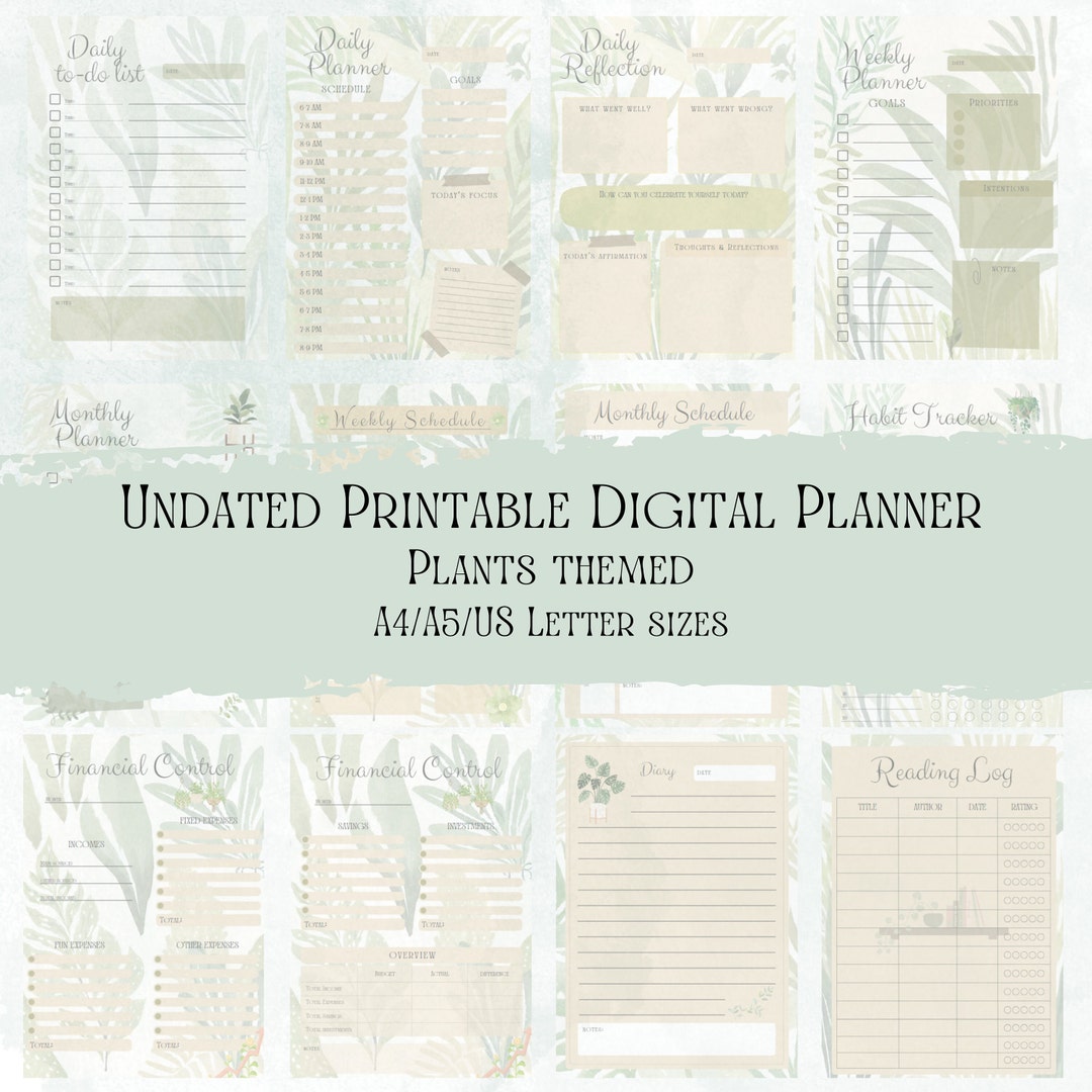 Digital Printable Plants Themed Planner| Botanical Planner| Forest ...